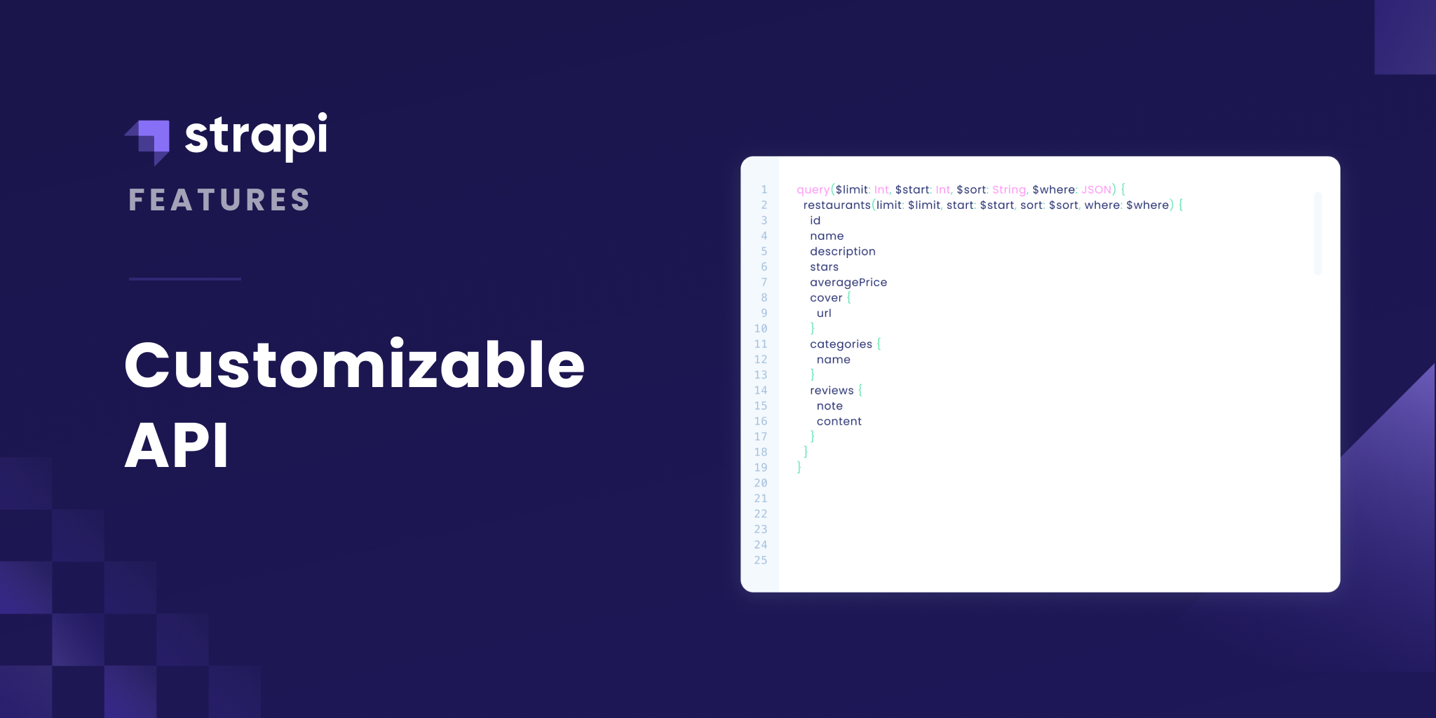 Customizable REST and GraphQL API - Strapi Features