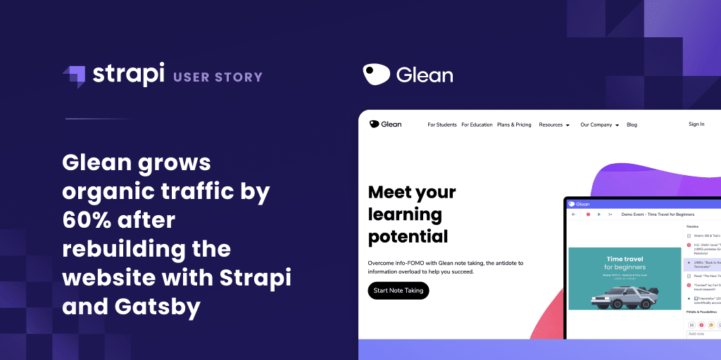 Glean increases organic traffic by 60% using Strapi and Gatsby