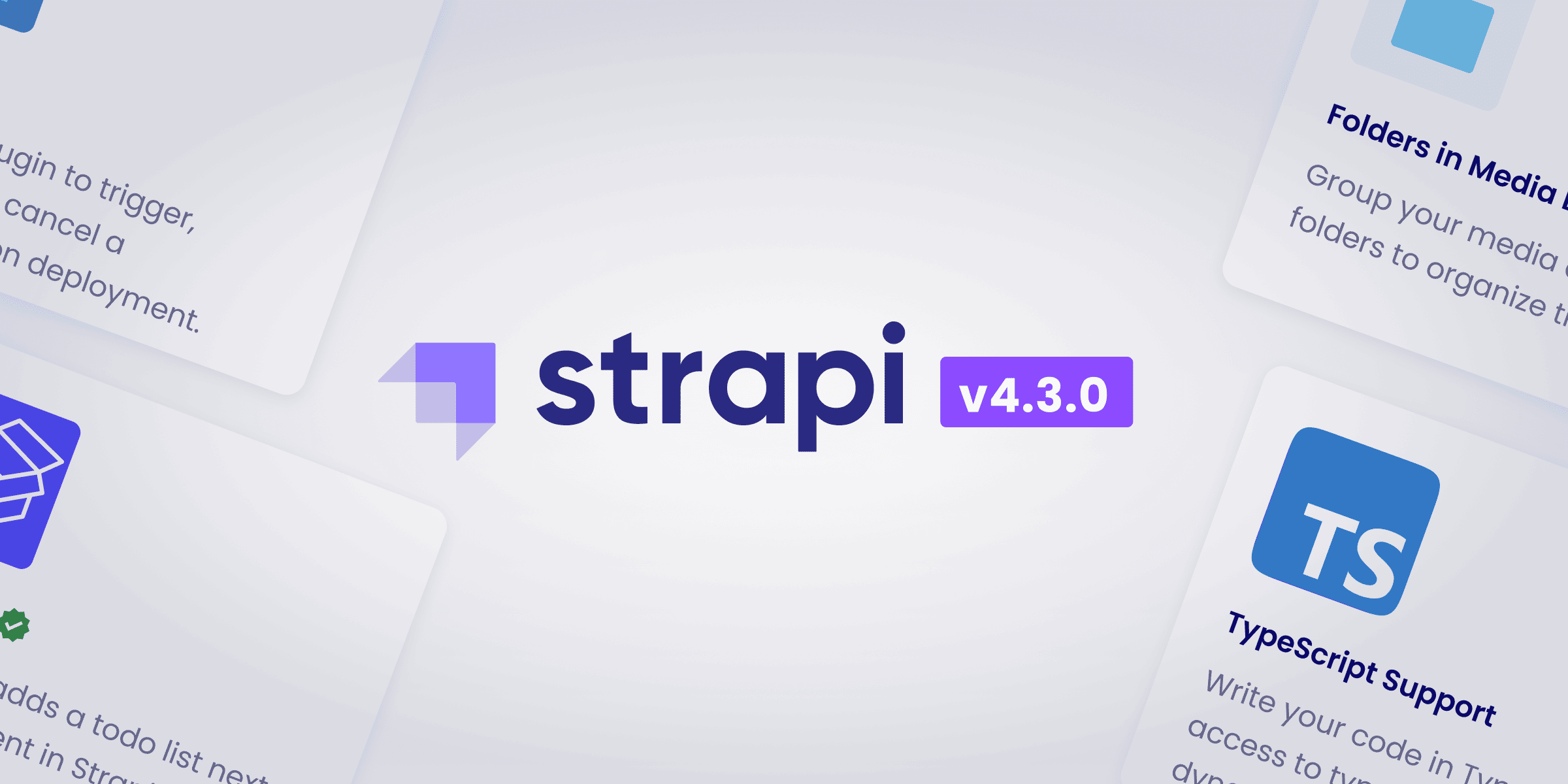TypeScript support, Media library folders available in Strapi v4.3