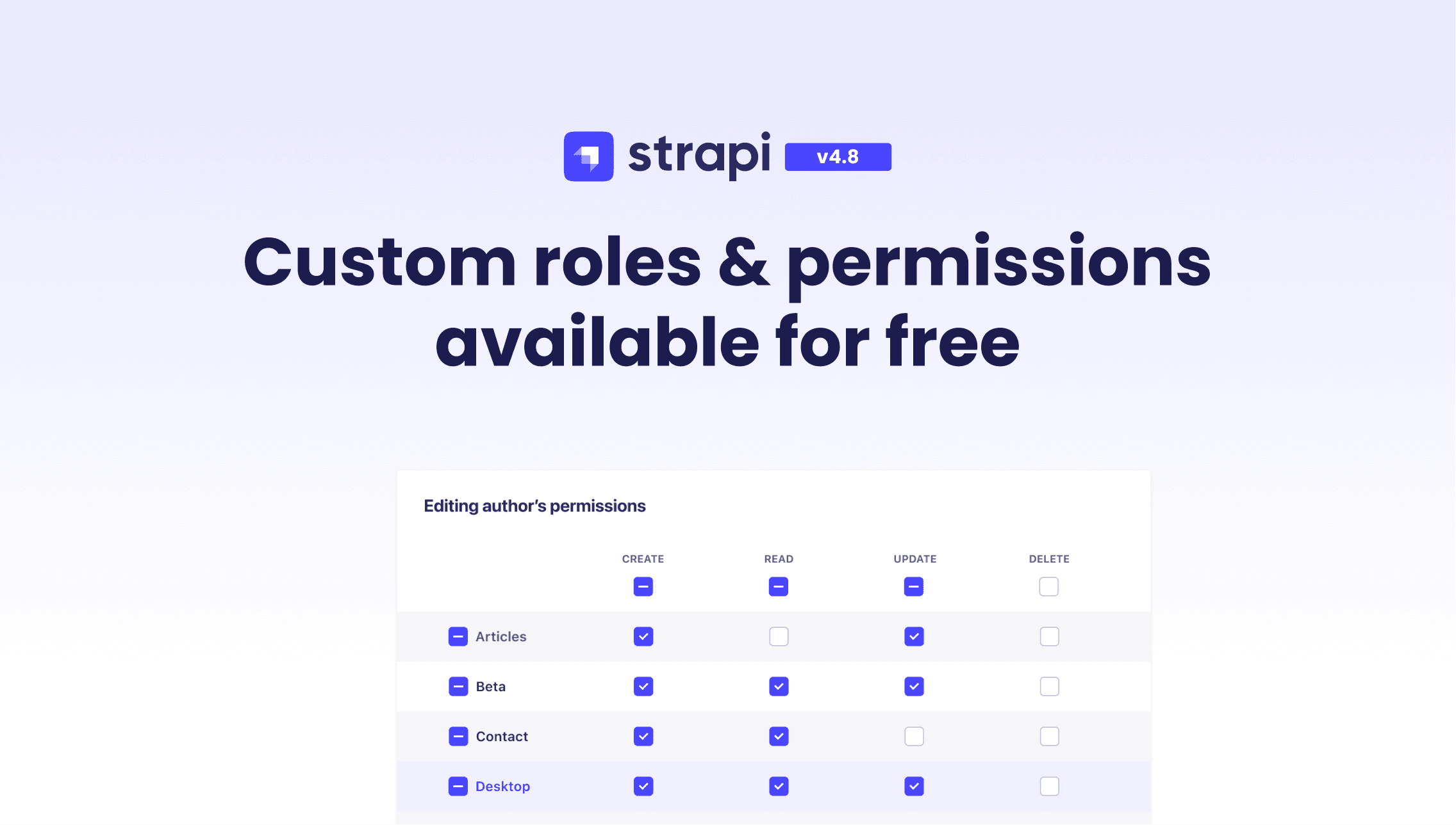 Custom Roles & Permissions Available for Free in Strapi v4.8